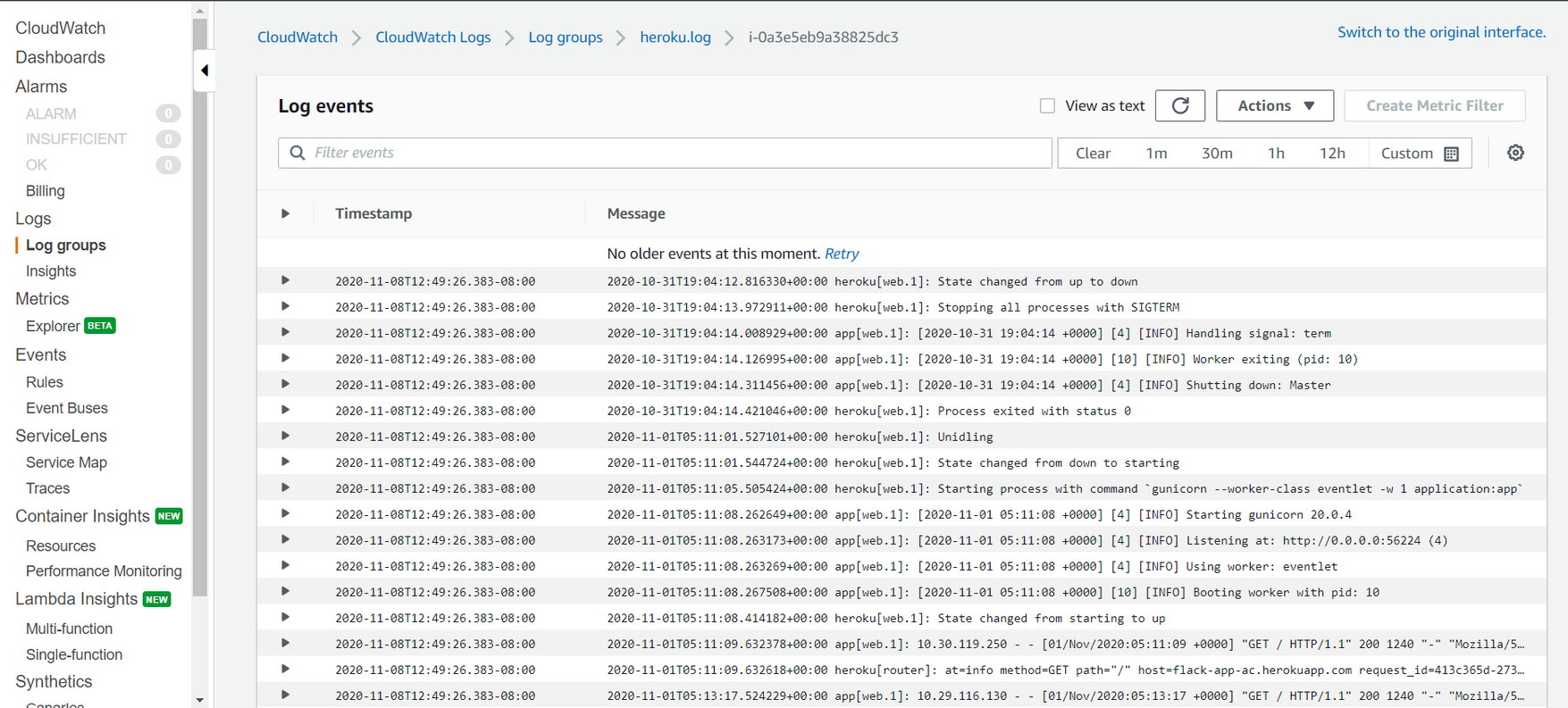 Stream Heroku logs to AWS Cloudwatch using an EC2 instance and Docker