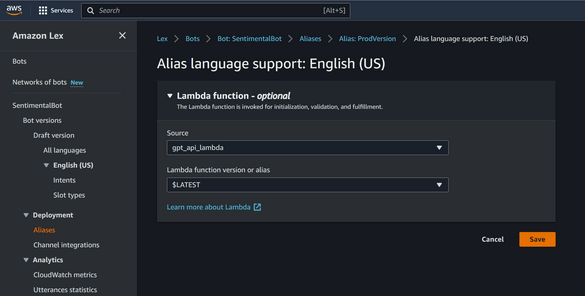 Effectively analyze chat sentiment by Amazon Lex and OpenAI-GPT-3 API: Deploy using Terraform ...