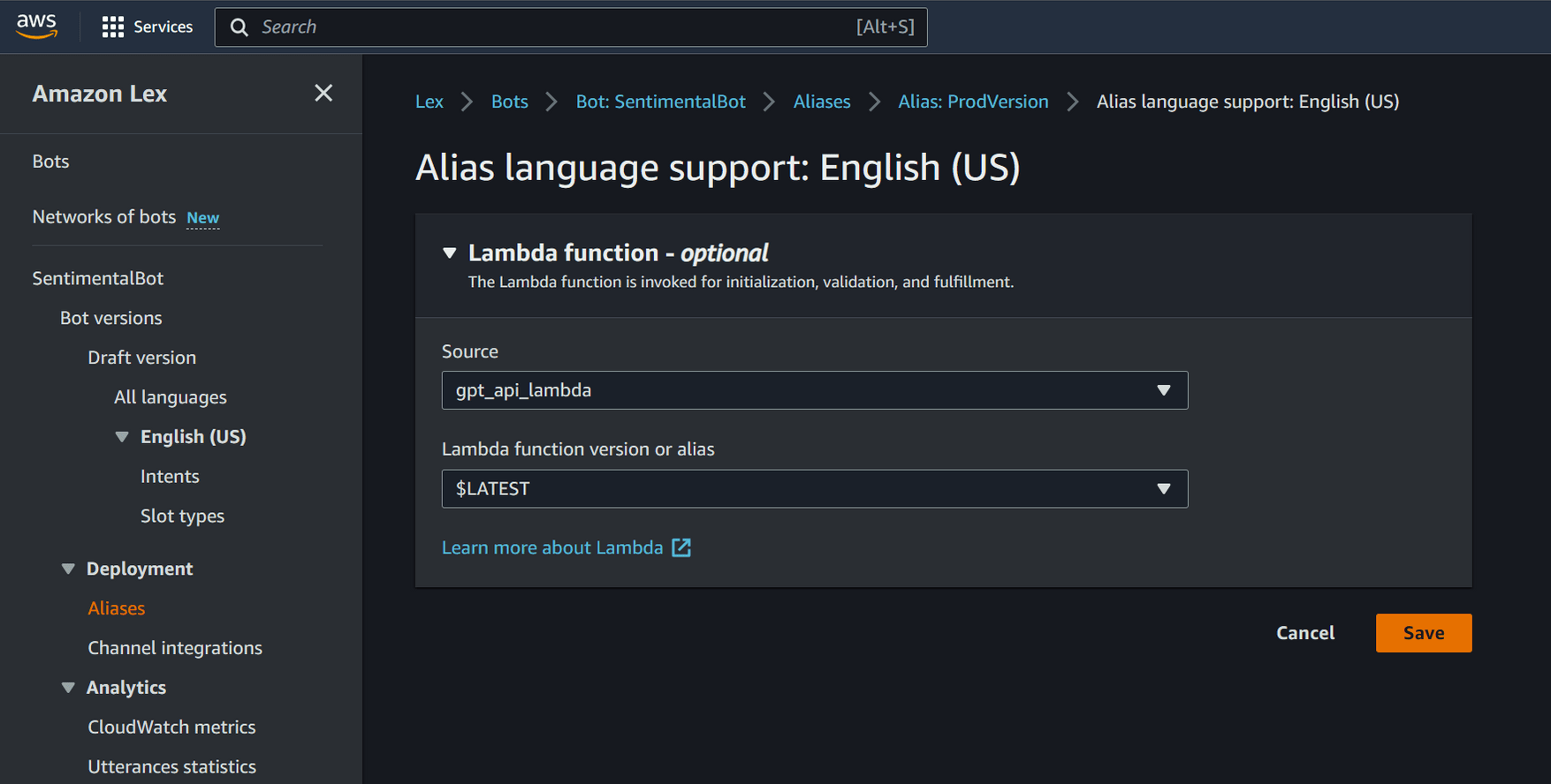 Effectively analyze chat sentiment by Amazon Lex and OpenAI-GPT-3 API: Deploy using Terraform ...