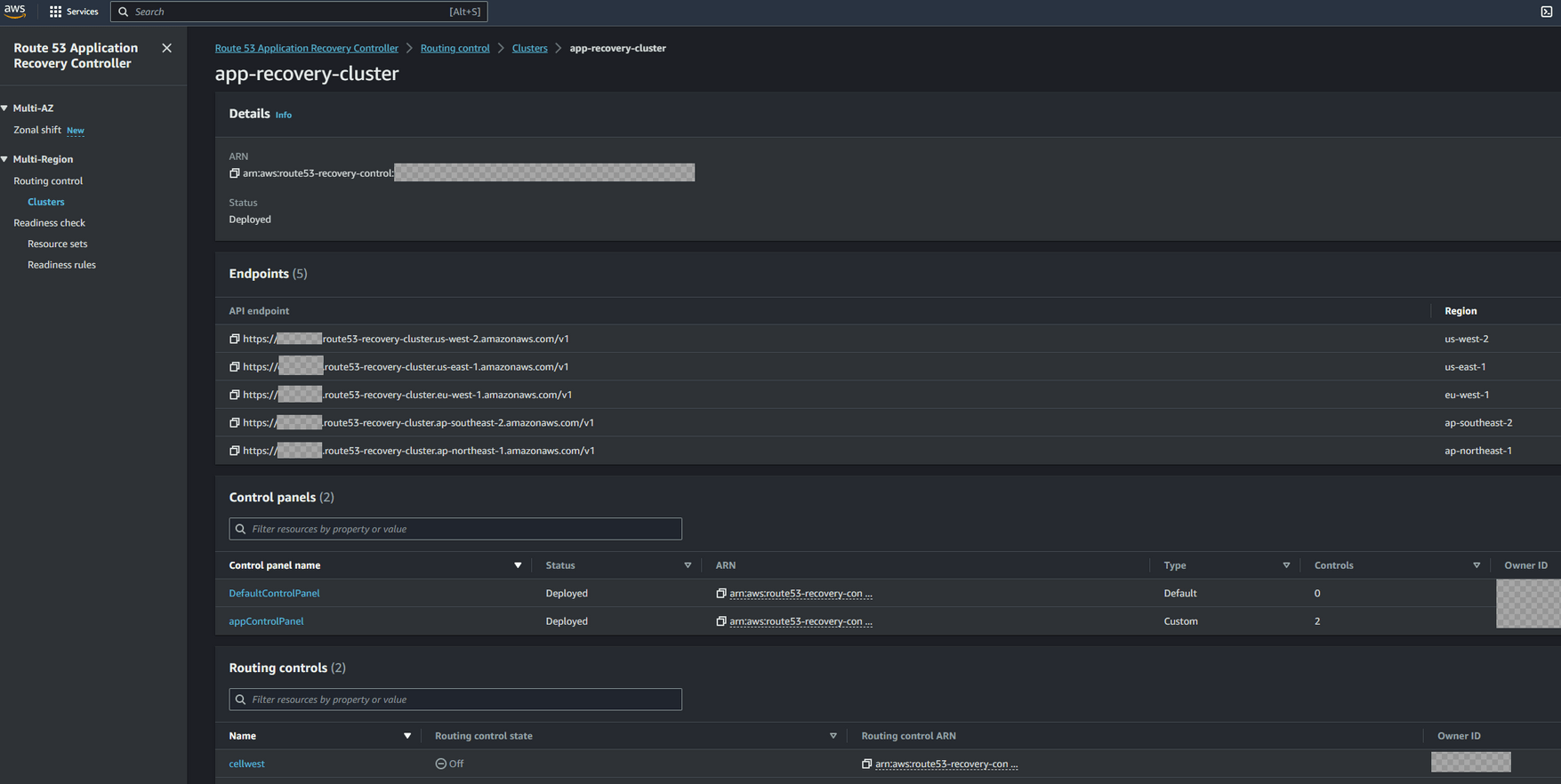Using AWS Route 53 Application Recovery Controller for Disaster recovery between regions